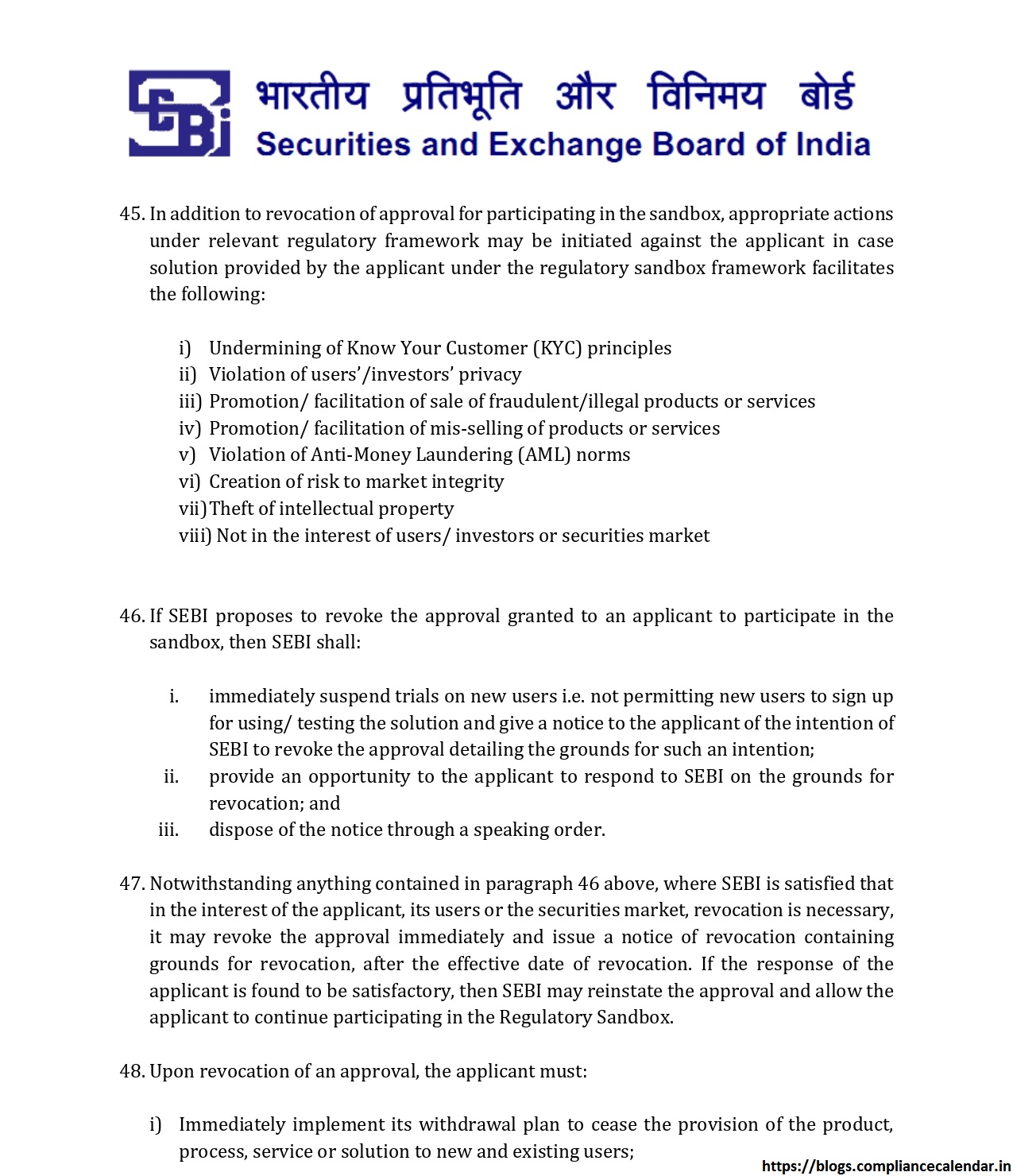 SEBI: Revised Framework for Regulatory Sandbox