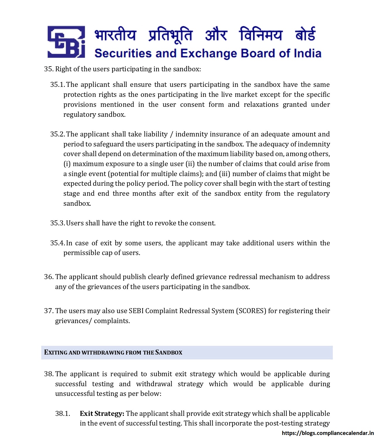 SEBI: Revised Framework for Regulatory Sandbox